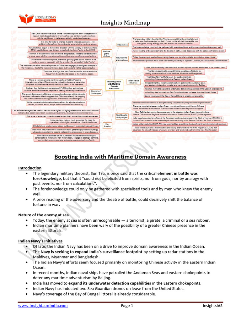 Enhancing India's Maritime Domain Awareness | PDF | National Security ...