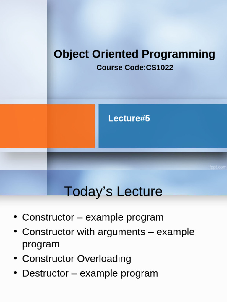Lec 05 (Constructors Destructors) (1) | PDF | Constructor (Object Oriented Programming ...