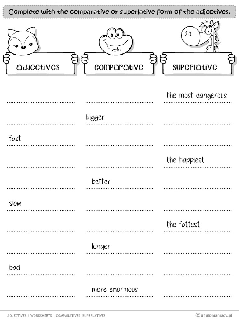 Grammar Worksheets Adjectives Comparison 1 | PDF