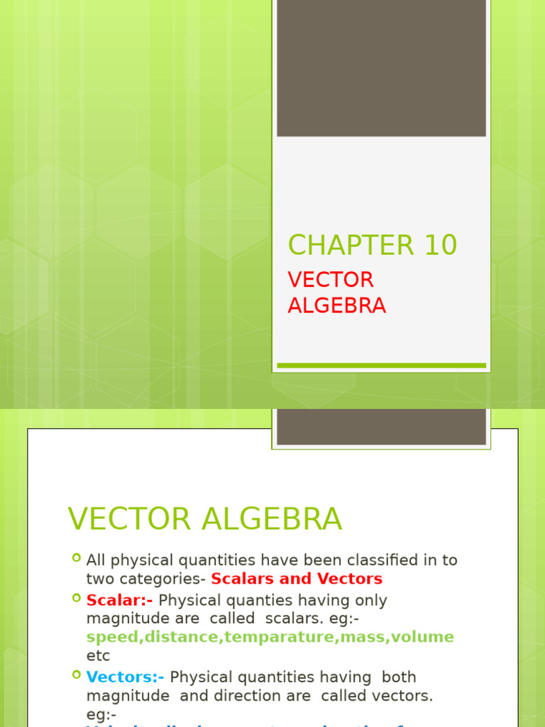Vectors Presentation | PDF | Euclidean Vector | Perpendicular