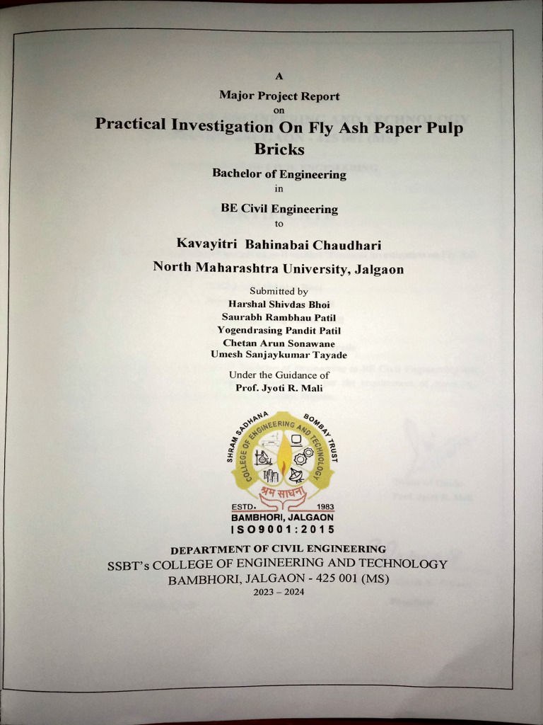 Practical Investigation On Fly Ash Paper Pulp Bricks | PDF