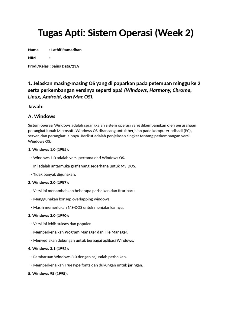 Tugas Apti Sistem Operasi (Week 2) | PDF