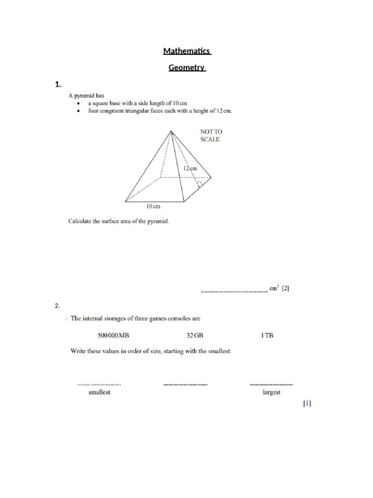 Mathematics Checkpoint Geometry | PDF