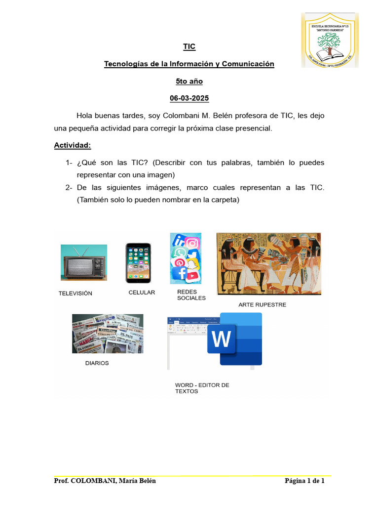 Actividad - Tic - 5to | PDF