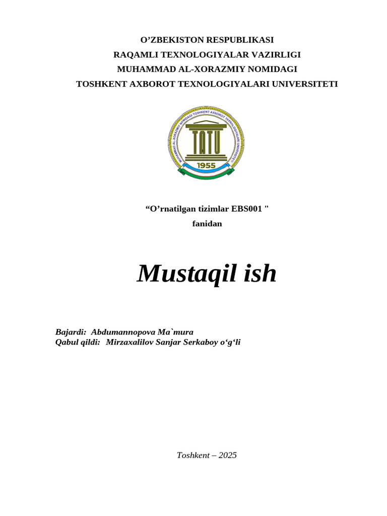 Mustaqil Ish.O'T | PDF