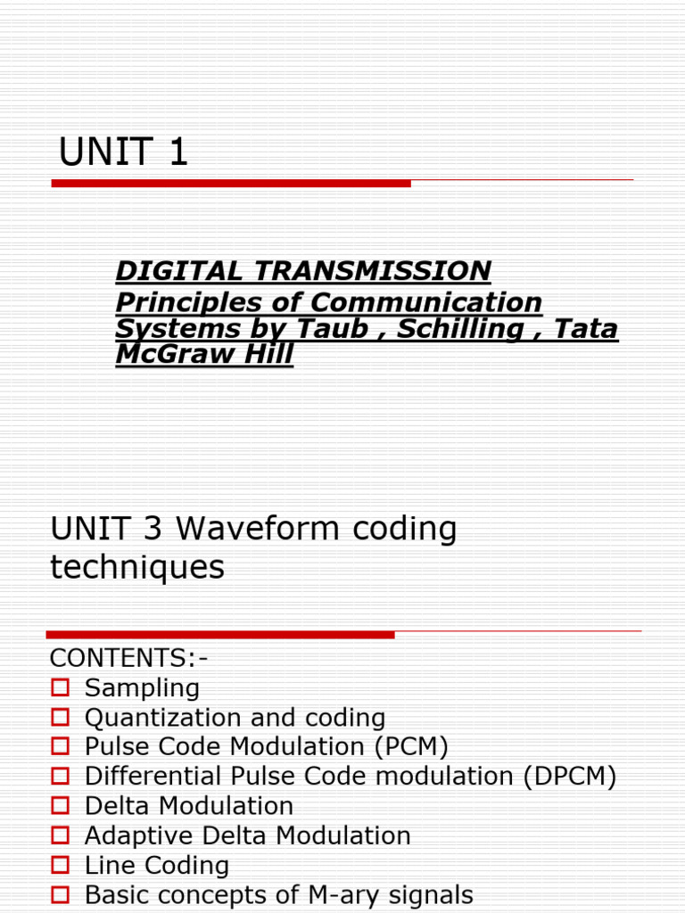Unit 3 Waveform Coding Techniques Pdf Sampling Signal Processing