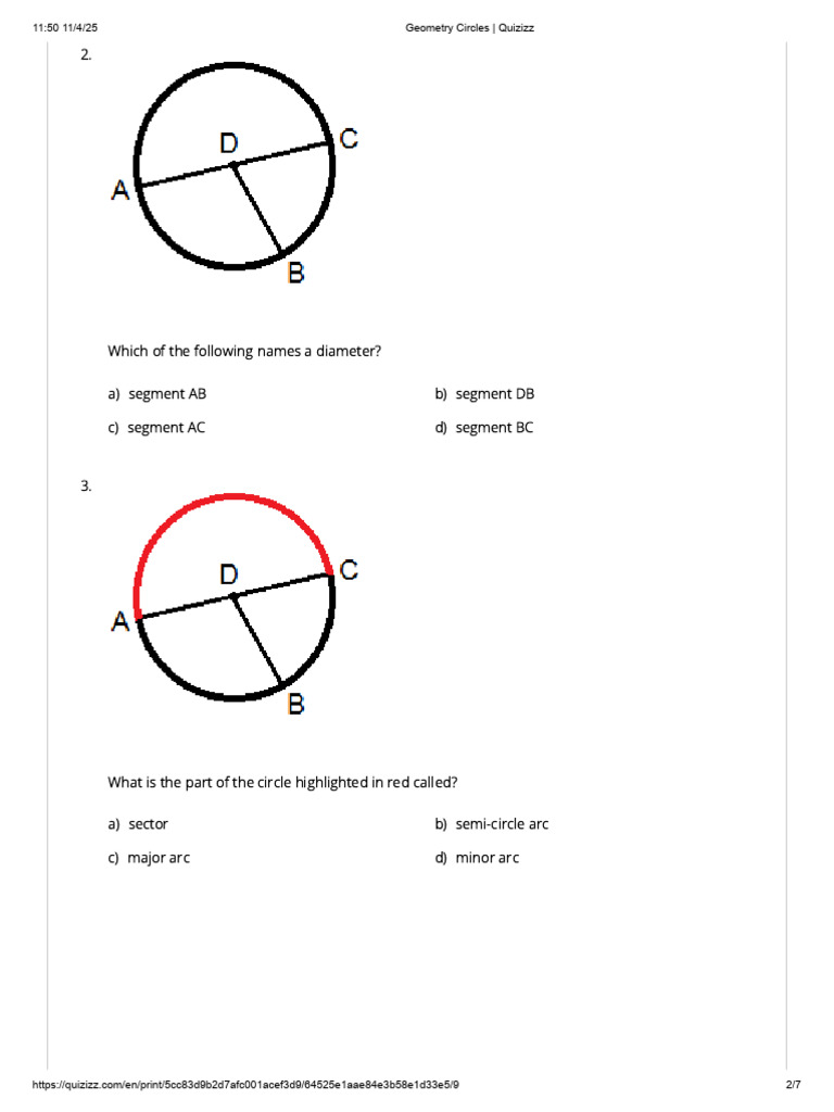 Quizizz - Geometry Circles | PDF | Circle | Classical Geometry