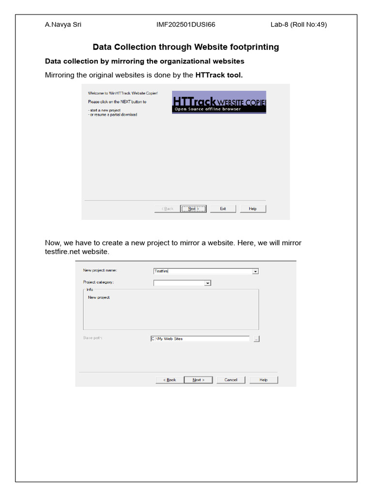 Data Collection Through Website Footprinting | PDF | Metadata | Websites