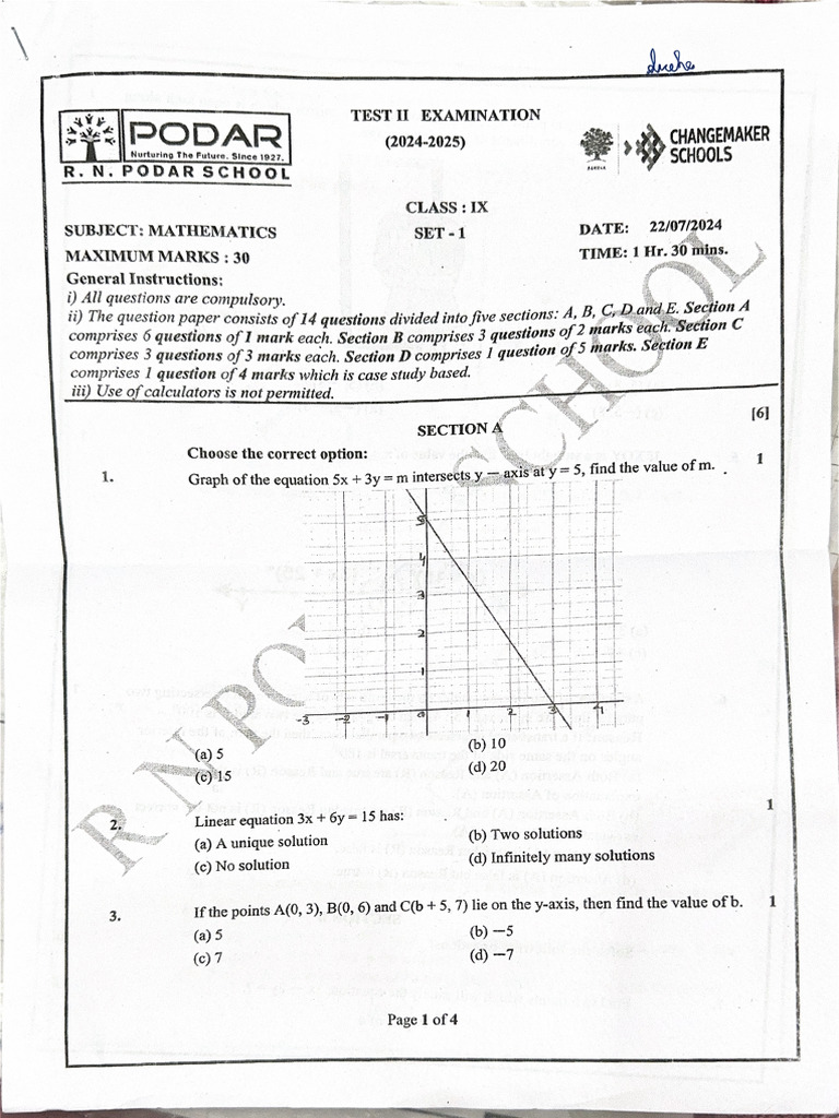 Maths PT2 Set-1 | PDF
