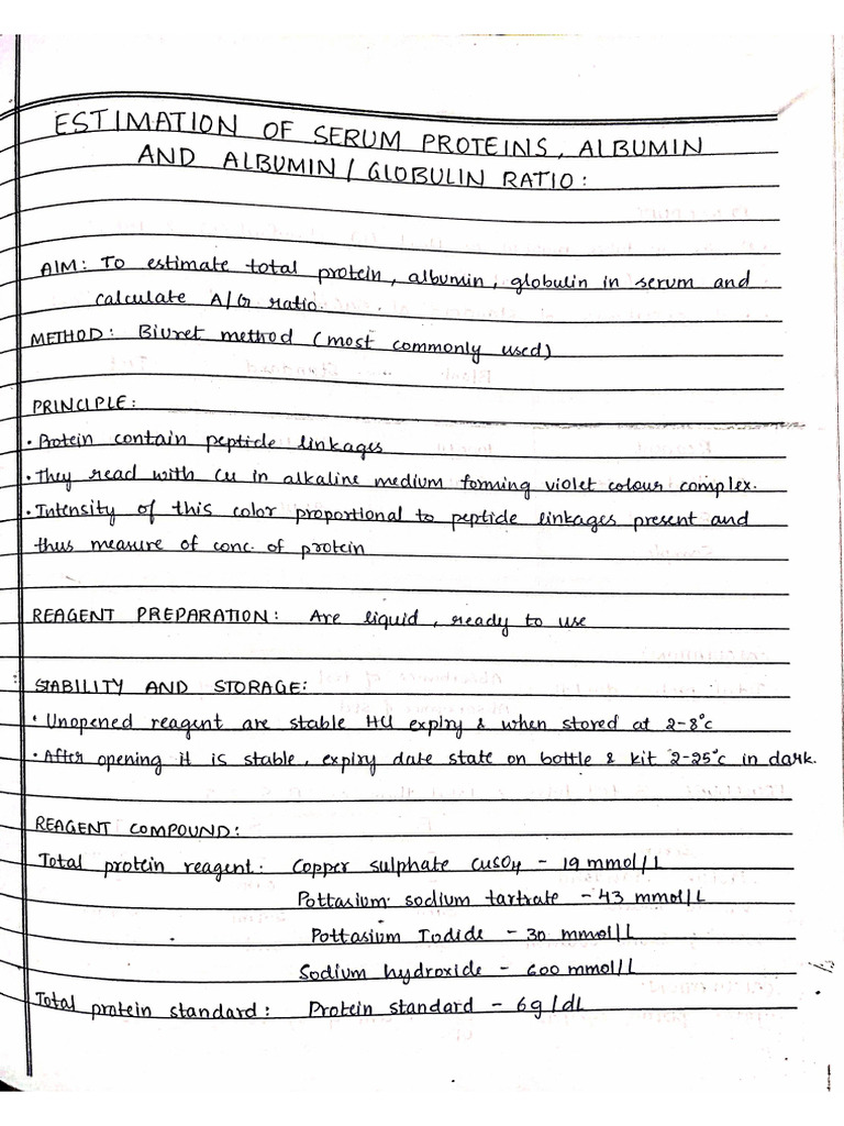 estimation of serum proteins | PDF