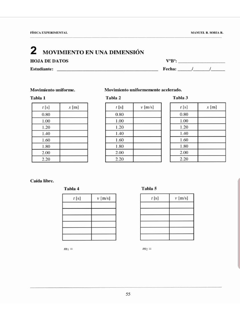Hoja de Datos Movimiento en Una Dimension | PDF