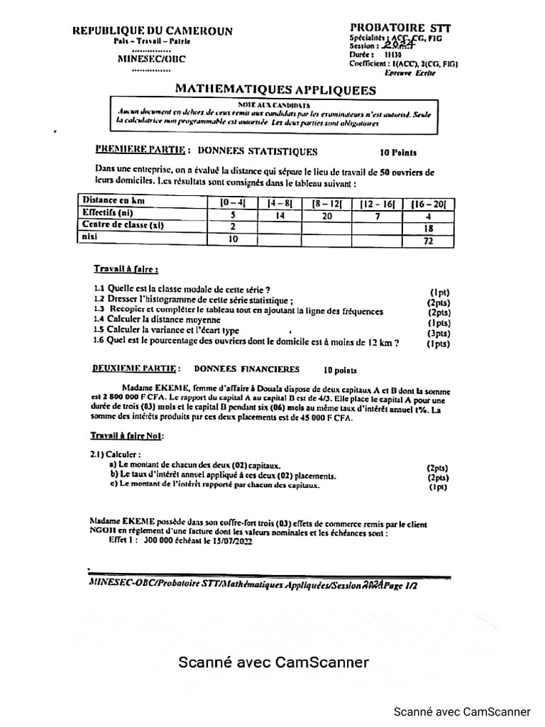 probatoire CG 2024 maths appl | PDF