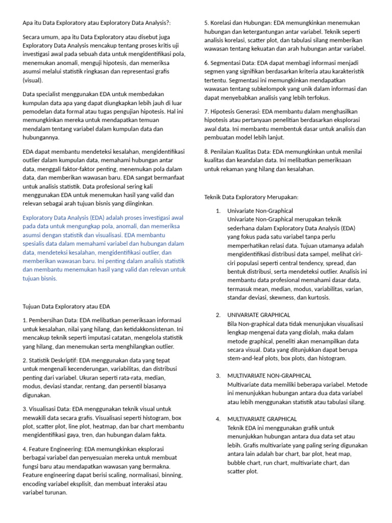 Apa Itu Data Exploratory Atau Exploratory Data Analysis 2 | PDF
