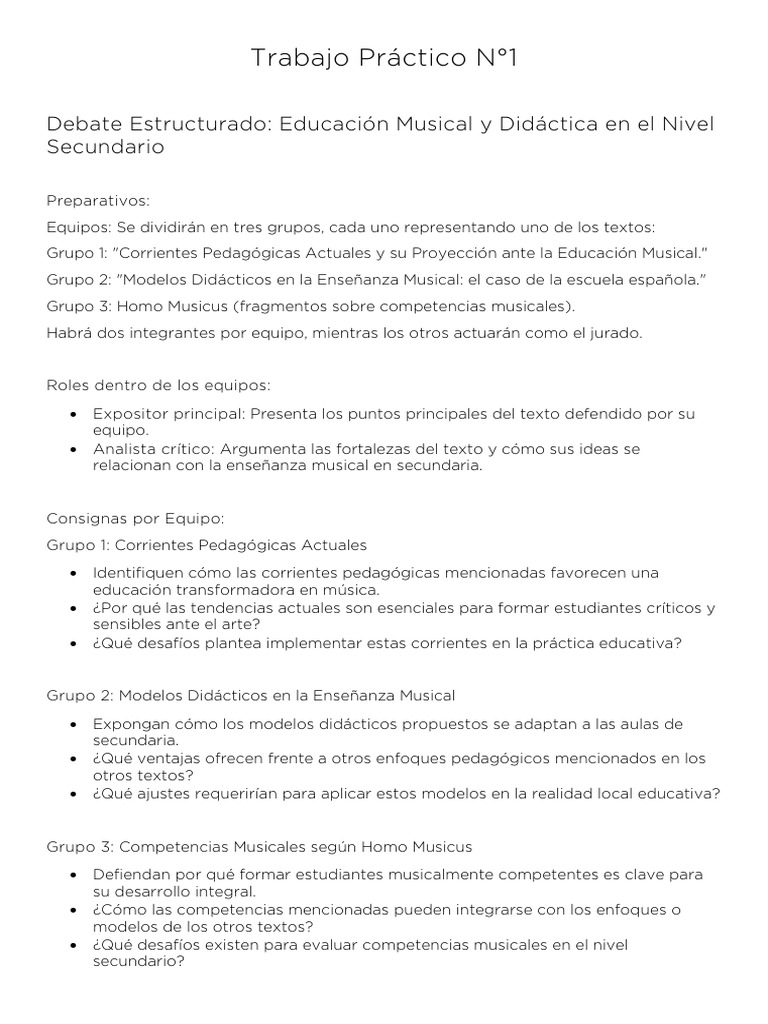 Debate sobre Educación Musical en Secundaria | PDF | Enseñando ...