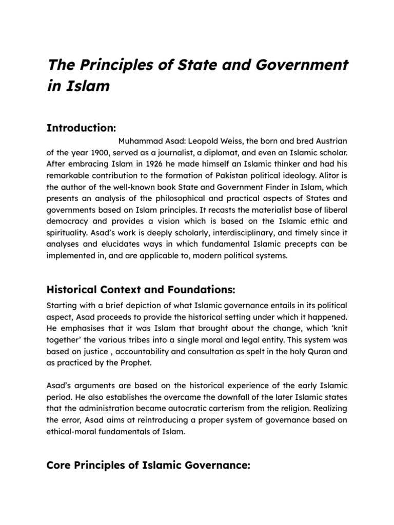 Principles of Islamic Governance Explained | PDF | Sharia | Justice