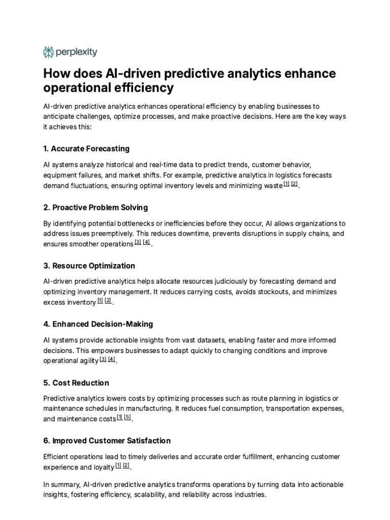 How Does AI-driven Predictive Analytics Enhance Op | PDF