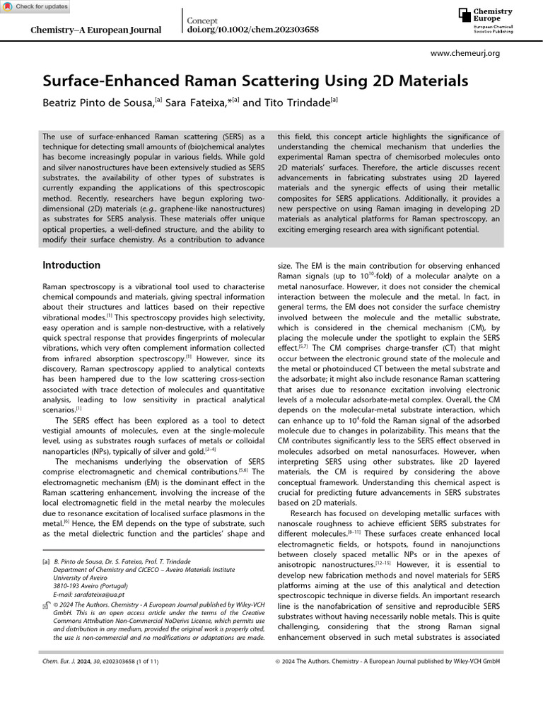Surface Enhanced Raman Scattering Using 2D Materials | PDF | Raman ...