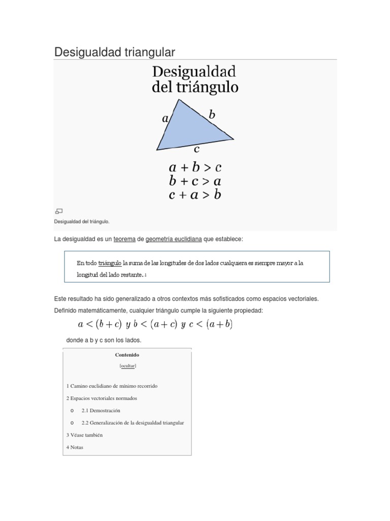 Desigualdad Triangular | PDF | Triángulo | Geometría