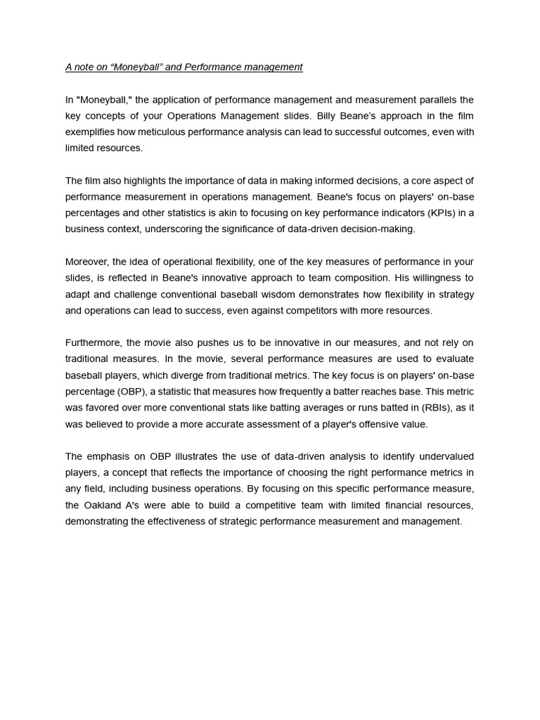 Movie Note - Moneyball | PDF