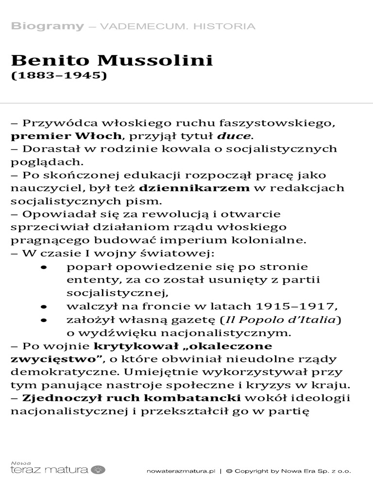 Biogram Benito Mussolini | PDF