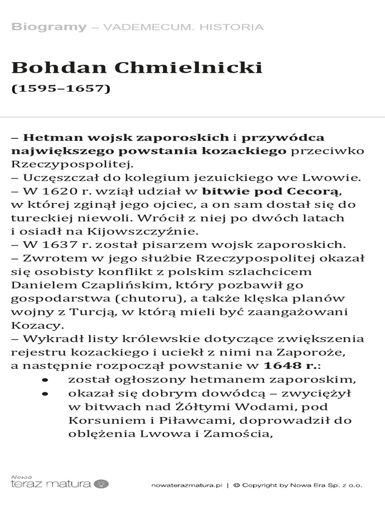 Biogram Bohdan Chmielnicki | PDF