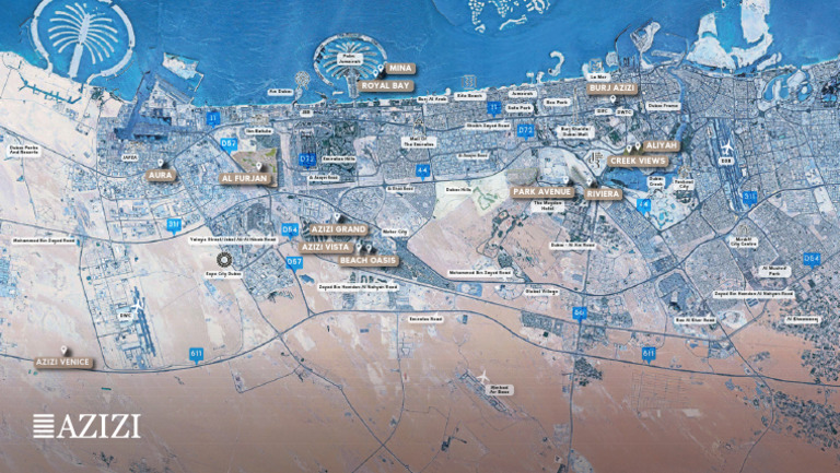 Dubai Map - Azizi Projects | PDF | Dubai | United Arab Emirates
