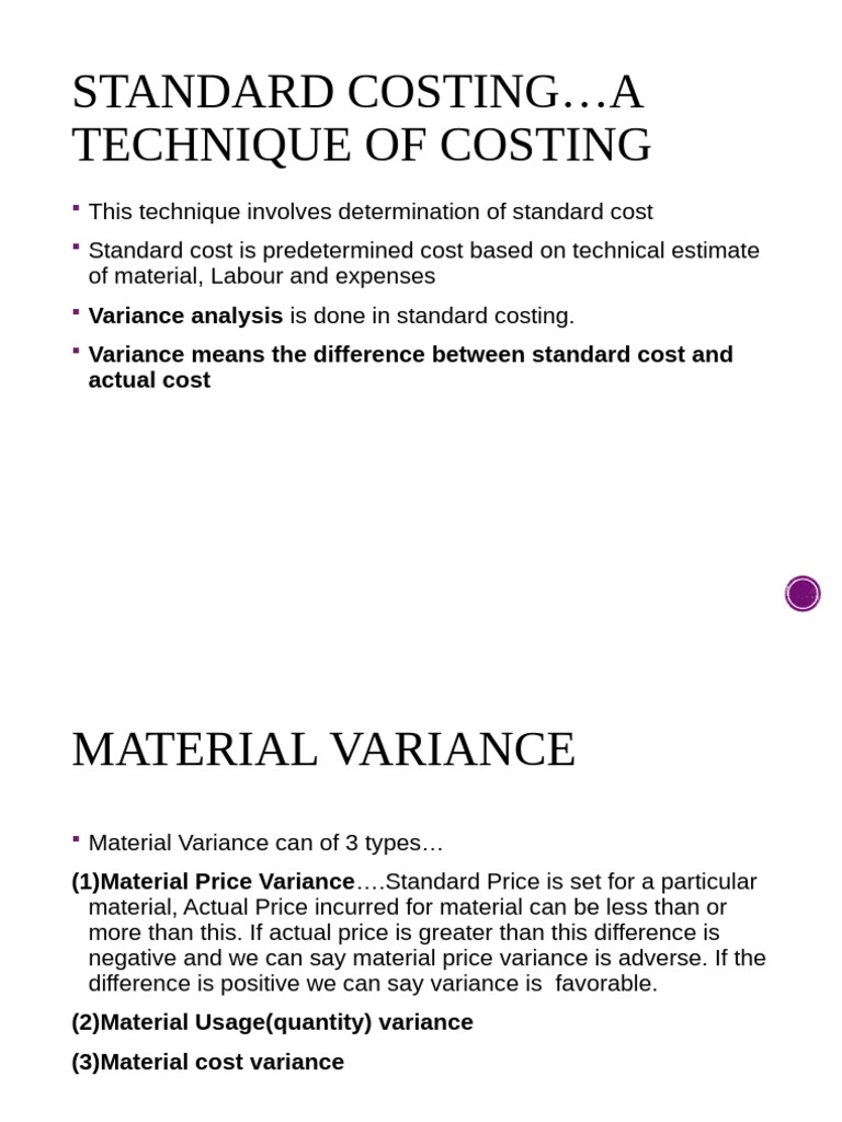 Standard Costing A Technique | PDF | Prices | Variance