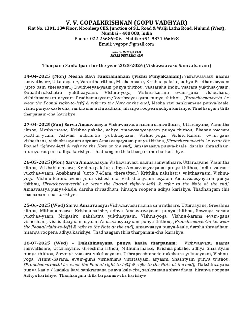 Tharpanam 2025-2026 Final - Word | PDF