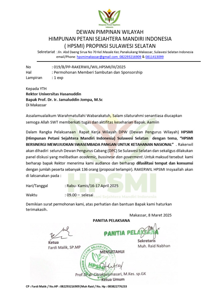 Rakerwil HPSMI Sulsel 2025: Swasembada Pangan | PDF