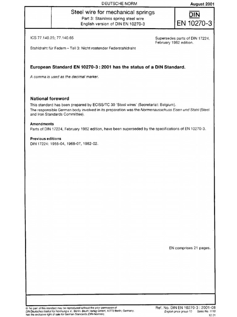 Din en 10270-3 | PDF