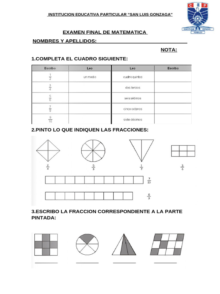 Examen Final de Matematica | PDF