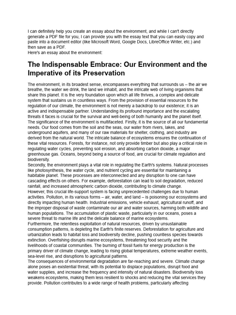 Make A Essay On About Environments in PDF Form | PDF | Climate Change ...