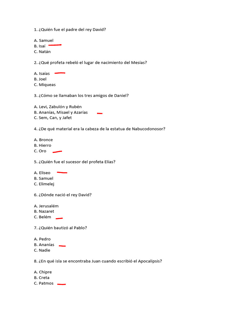 Cuestionario Biblico | PDF