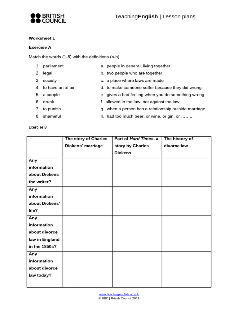 Dickens Hard Times Worksheet 01 | PDF
