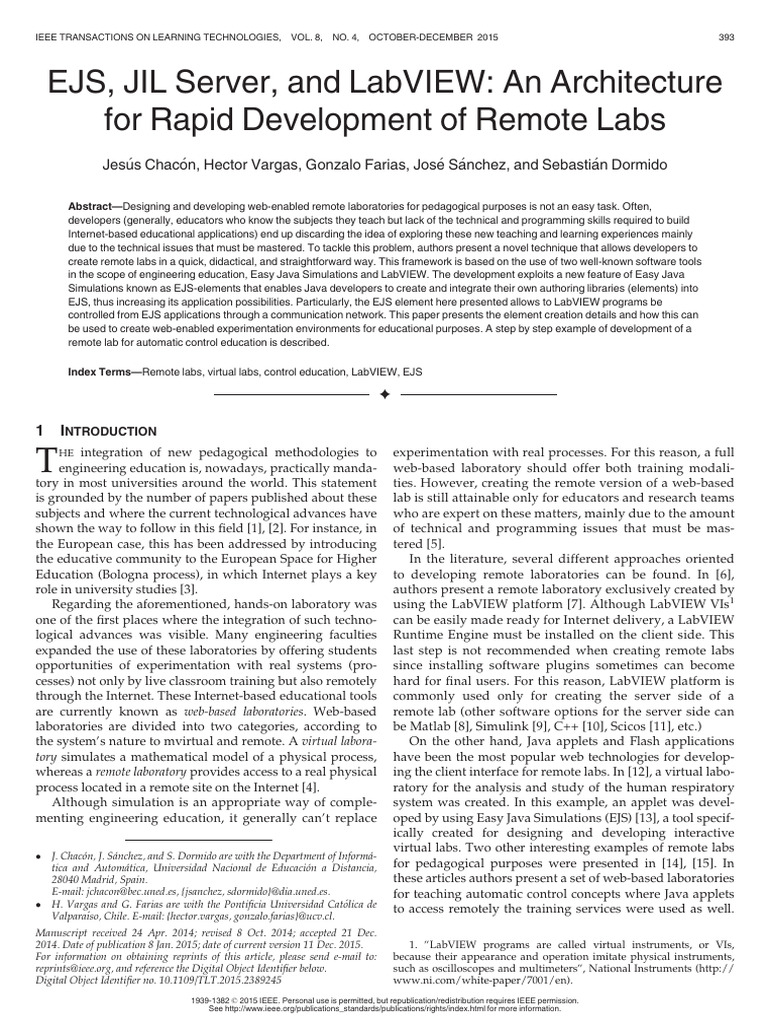 LabVIEW and EJS for Remote Labs | PDF | Server (Computing) | Java ...
