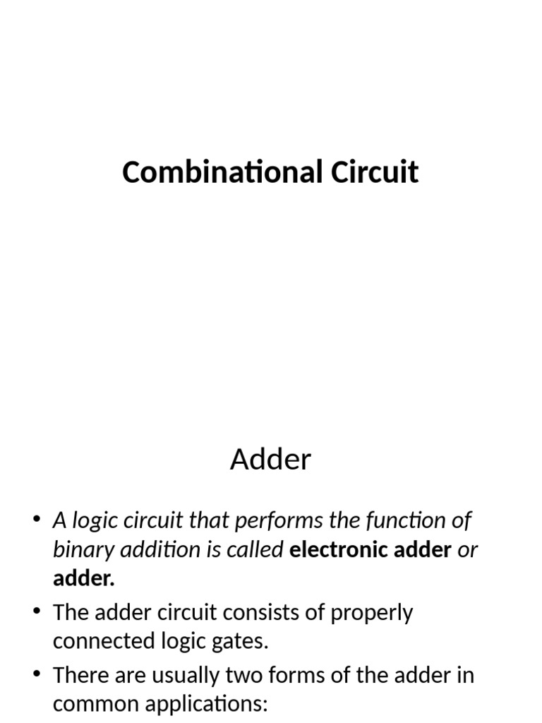 12 Combinational Circuit Pptx | PDF | Logic Gate | Electronic Circuits