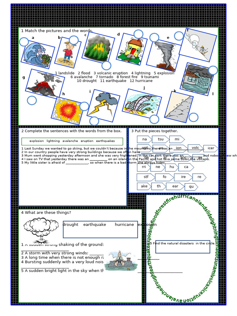 Natural Disasters Vocabulary Exercises Fun Activities Games Icebreakers ...
