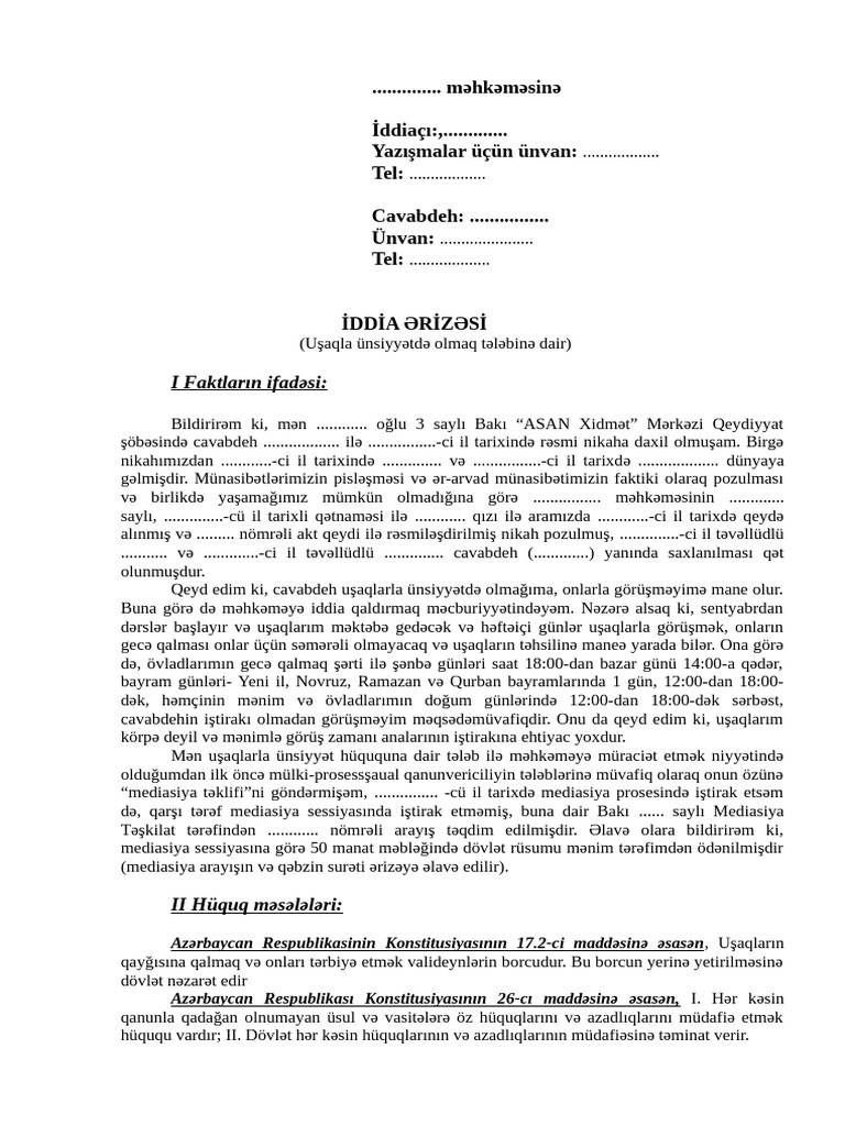 İddia Ərizəsi | PDF
