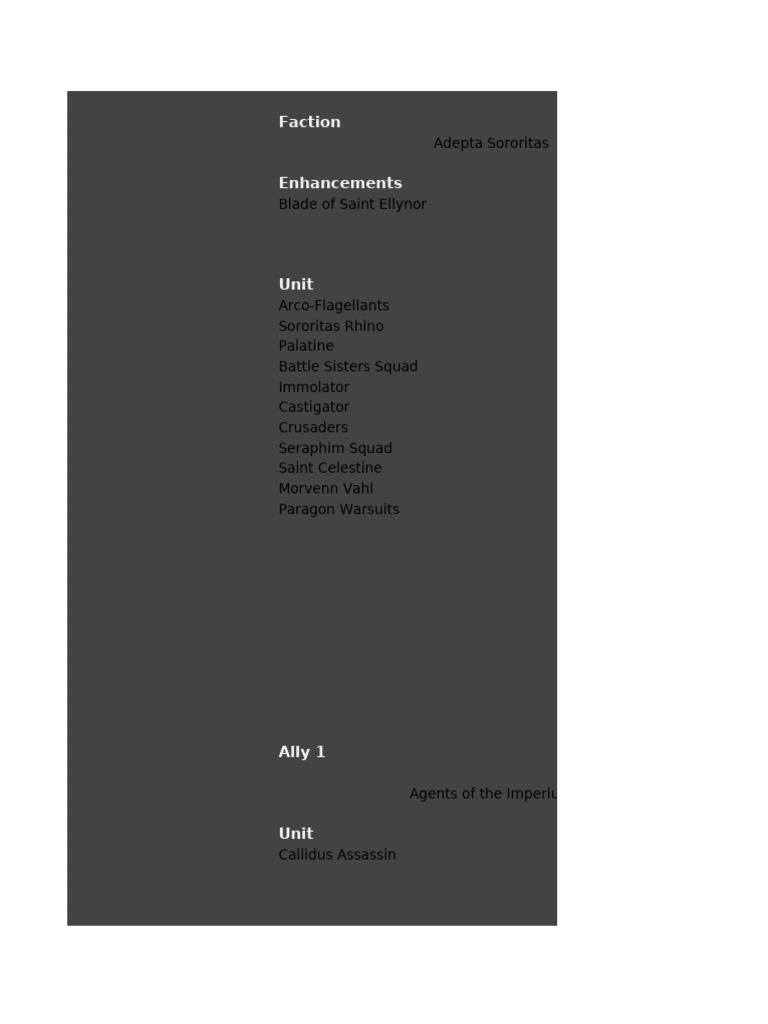 Stat Check's 40k 10th Edition Army Builder | PDF