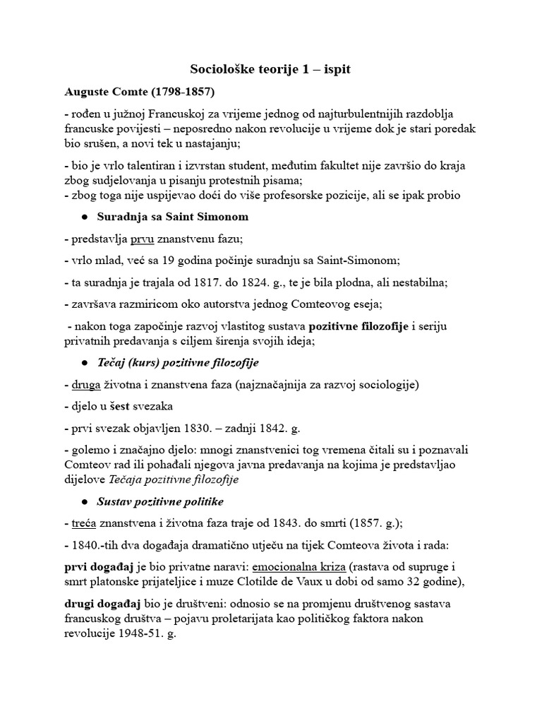 Sociološke Teorije Ispit | PDF