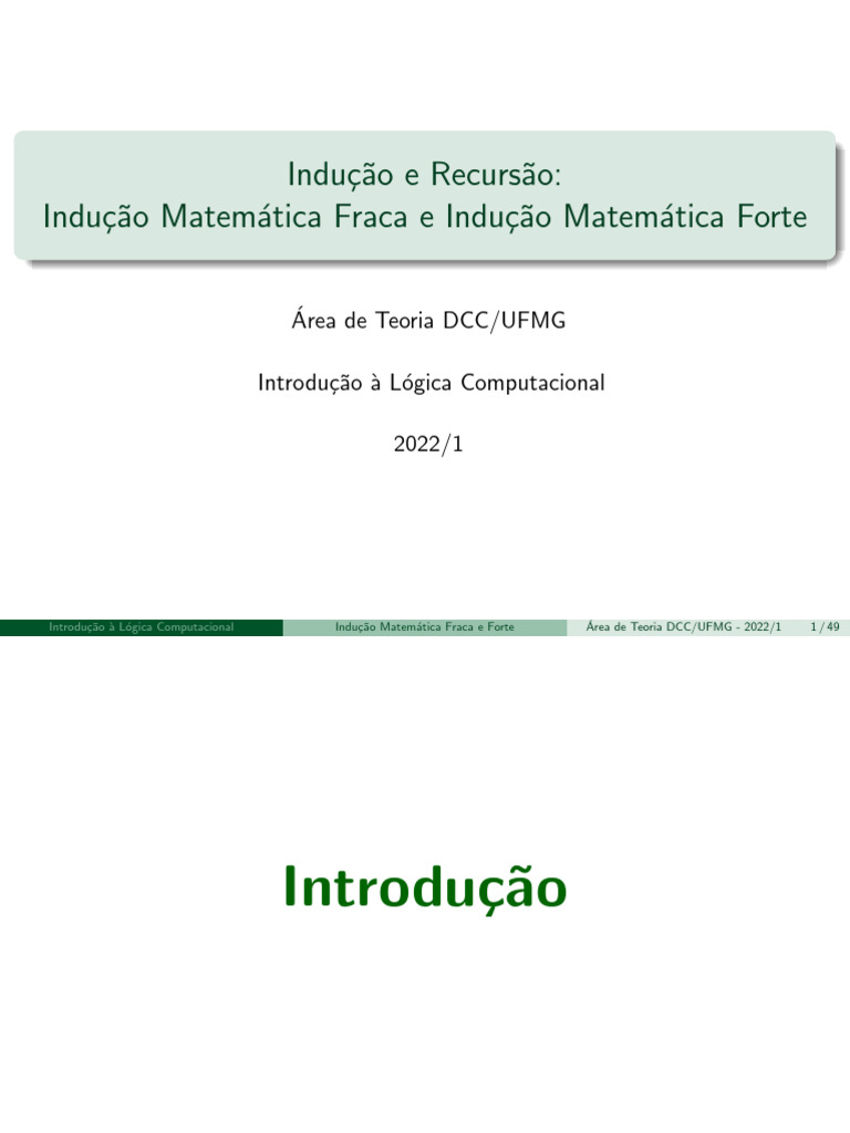 Aula3.1 InducaoFracaForte (Still) | PDF | Raciocínio indutivo | Matemática