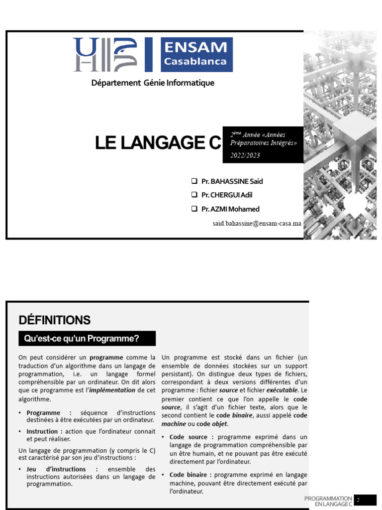 Programmation Langage C - Partie 1 | PDF | Code source | Compilateur