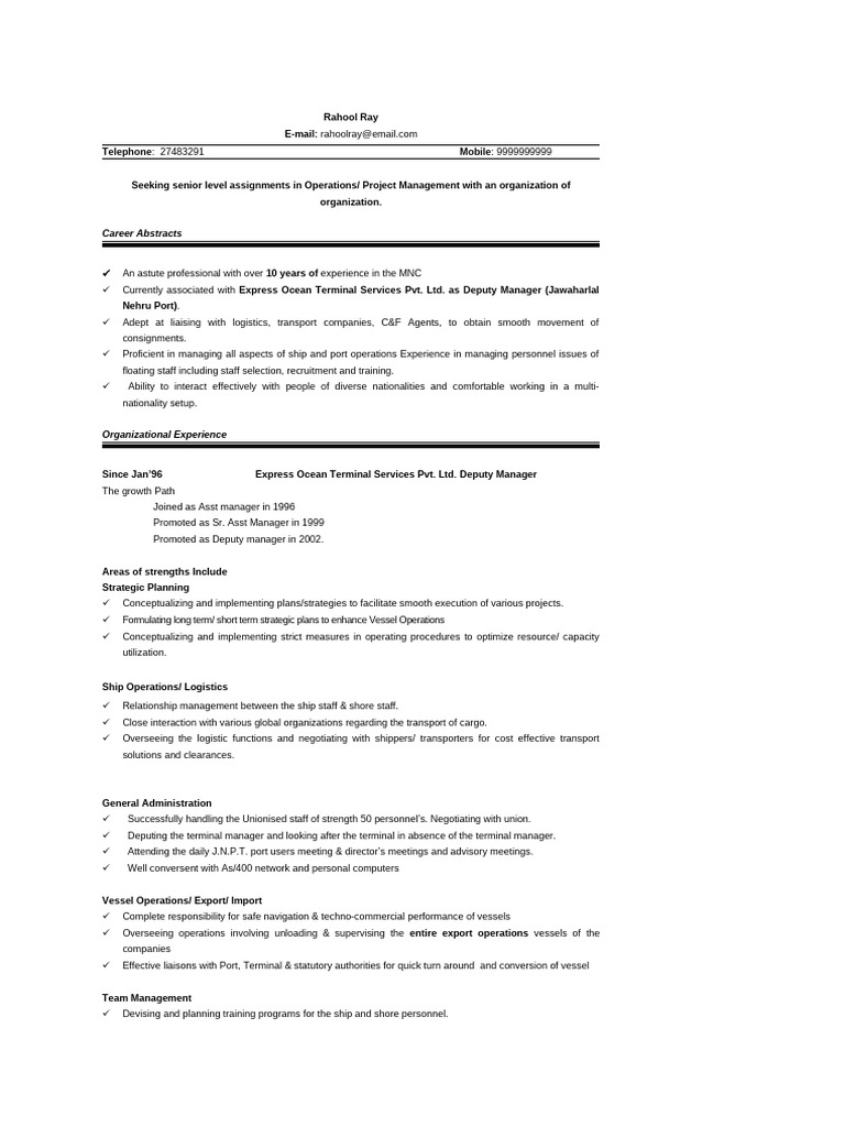 Senior Project Manager Word | PDF | Business