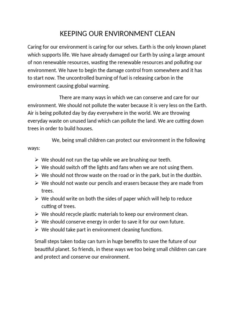 KEEPING OUR ENVIRONMENT CLEAN | PDF