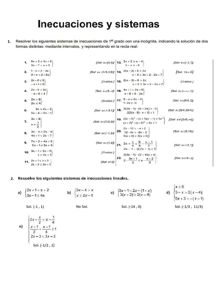 Ejerc. Inecuaciones y Sistemas | PDF
