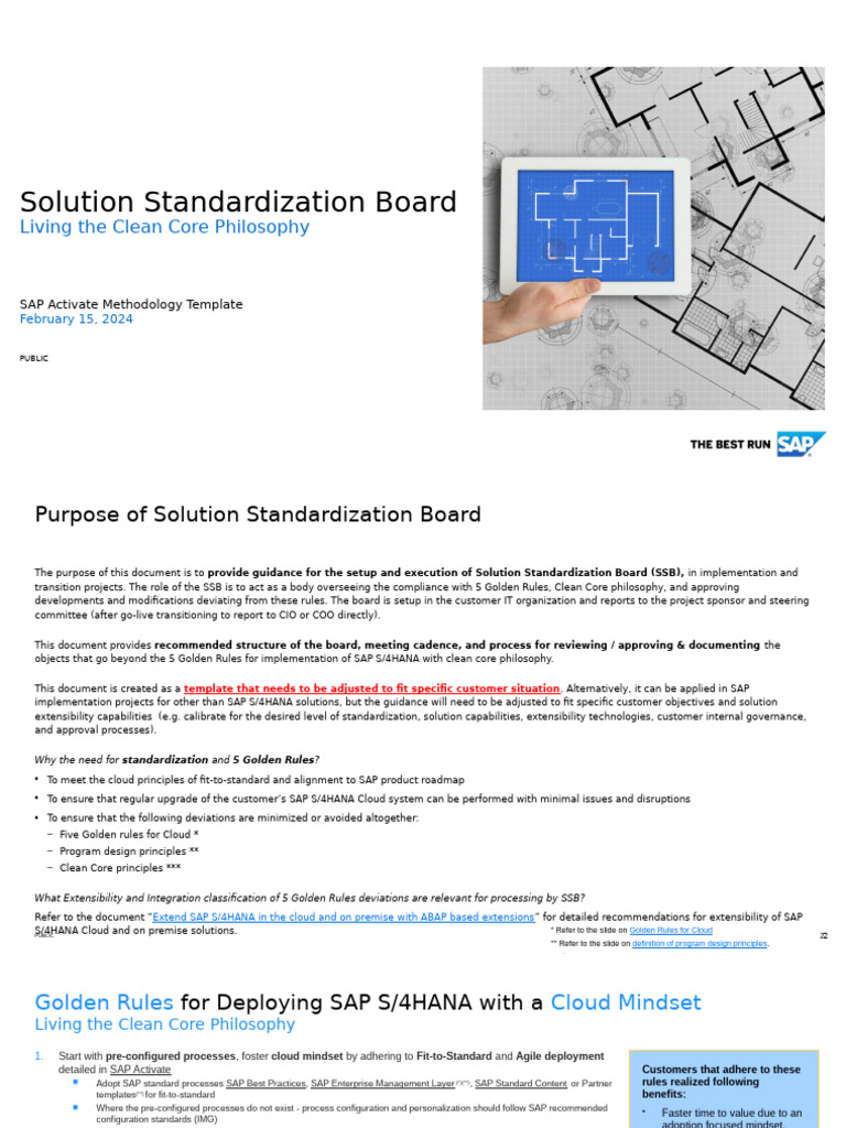 S4H - 746 Solution Standardization Board and Process Template | PDF ...