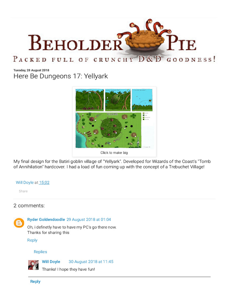 Beholder Pie - Here Be Dungeons 17 - Yellyark | PDF