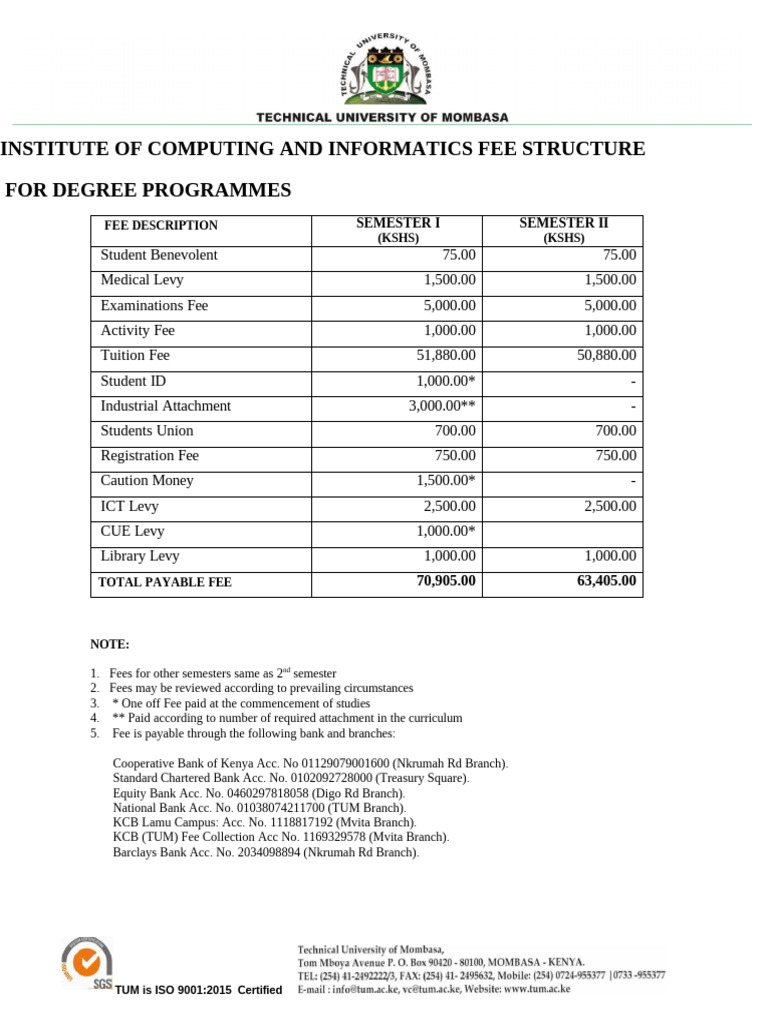 Institute of Computing Fee Structure | PDF