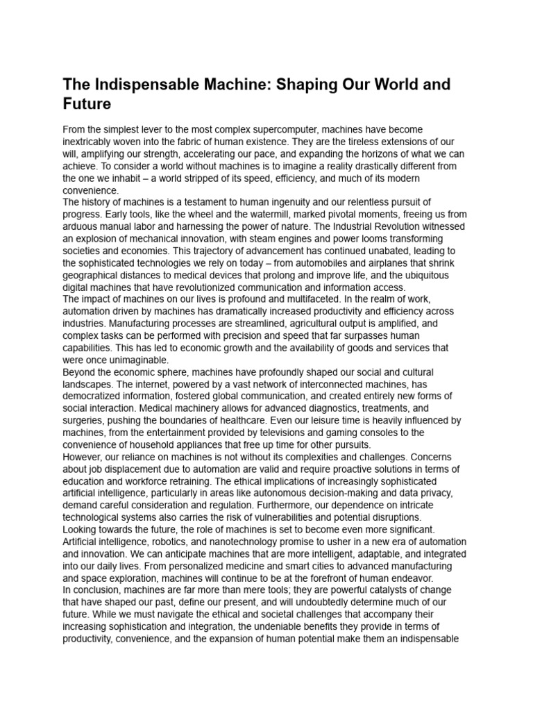 Make A Essay About Machine | PDF | Machines | Automation