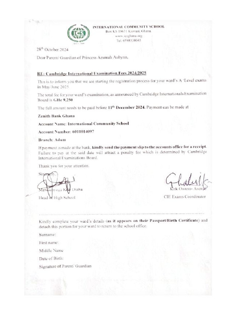 ICS A Level Form | PDF